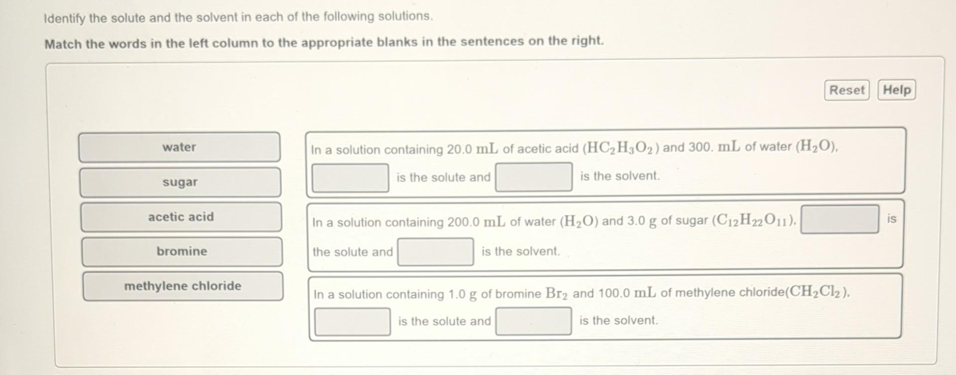 Solved Identify the solute and the solvent in each of the | Chegg.com