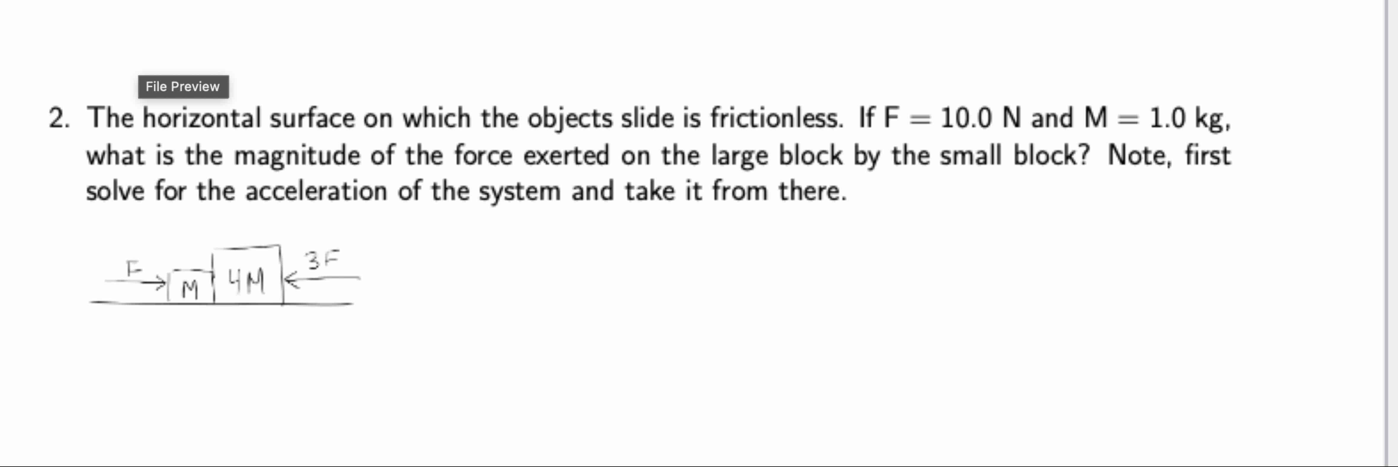 Solved 2. ﻿The horizontal surface on which the objects slide | Chegg.com