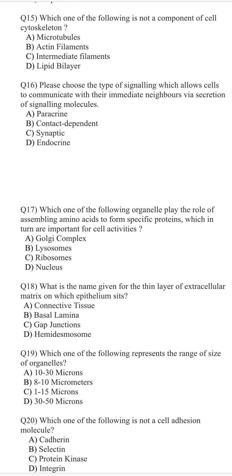 Solved Q15) Which one of the following is not a component of | Chegg.com