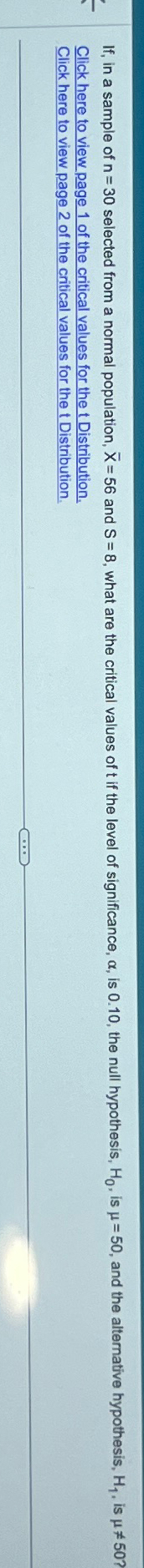 Solved Click here to view page 1 ﻿of the critical values for | Chegg.com