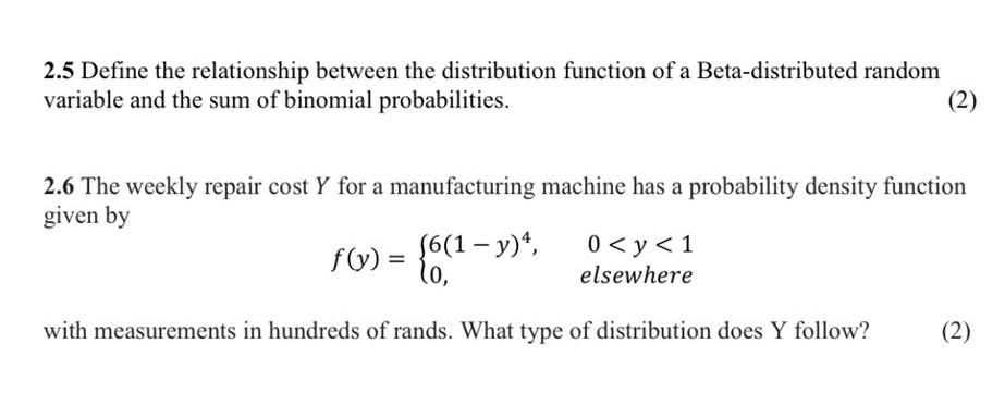 Solved 2.5 Define the relationship between the distribution | Chegg.com