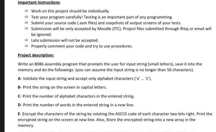 Solved Important Instructions: ⇒ Work on this project should | Chegg.com