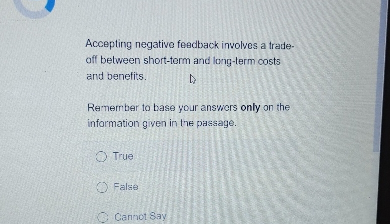Solved Accepting negative feedback involves a tradeoff | Chegg.com