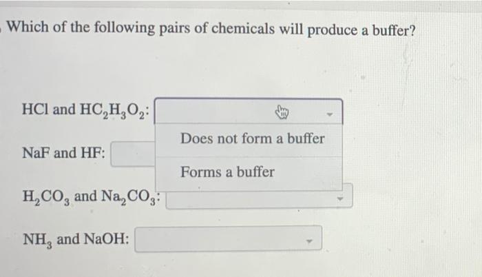 Solved Which of the following pairs of chemicals will | Chegg.com