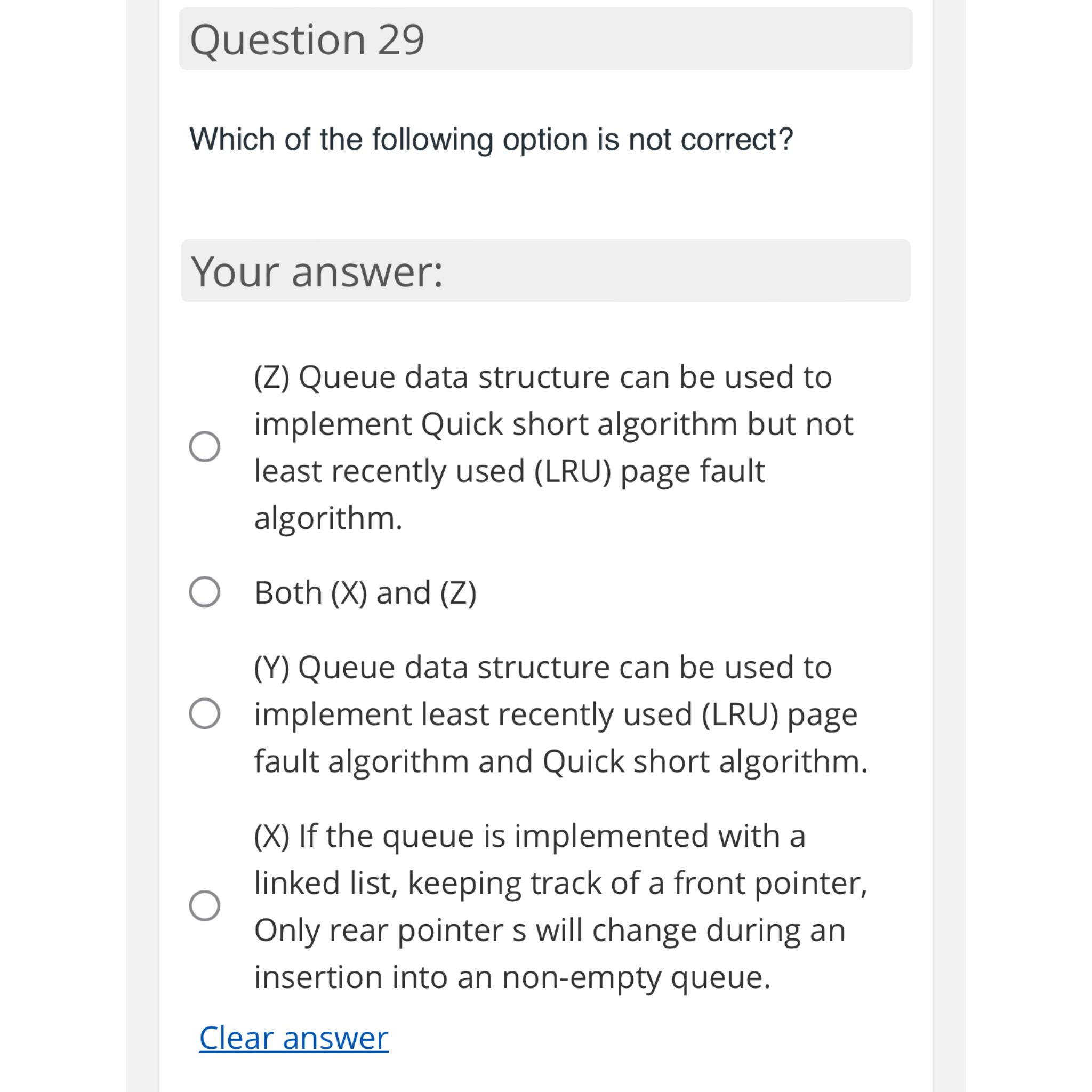 Solved Question 29Which of the following option is not | Chegg.com