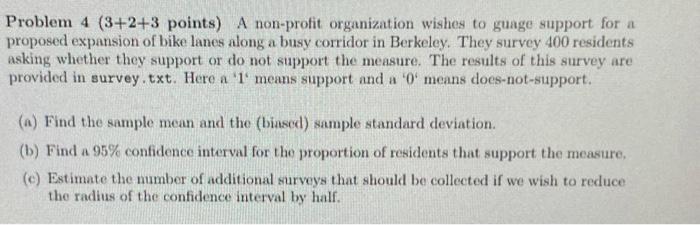 Solved Problem 4(3+2+3 points) A non-profit organization | Chegg.com