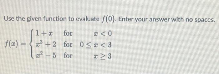 Solved Use the given function to evaluate f(0). Enter your | Chegg.com