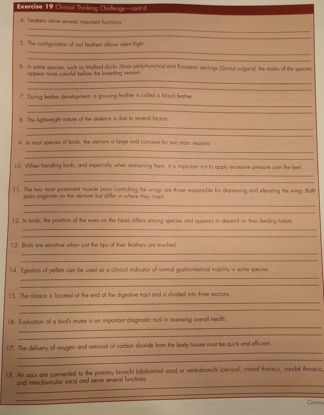 Solved Exercise 19 Clinical Thinking Challenge Support each | Chegg.com
