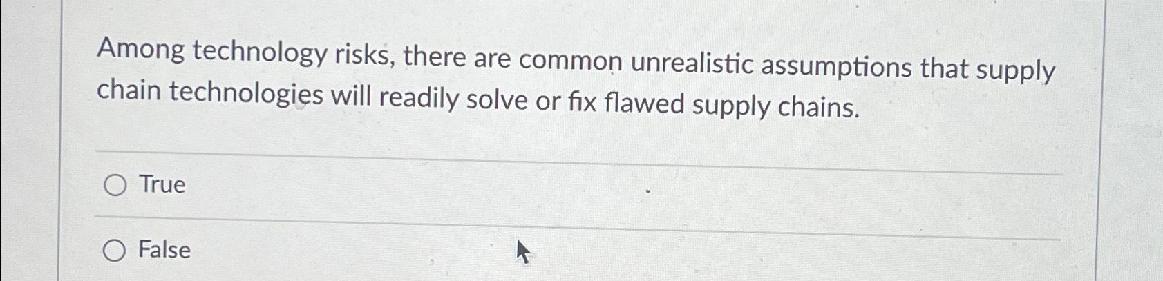 Solved Among technology risks, there are common unrealistic | Chegg.com
