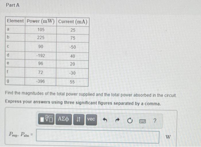Solved The current and power for each of the interconnected | Chegg.com