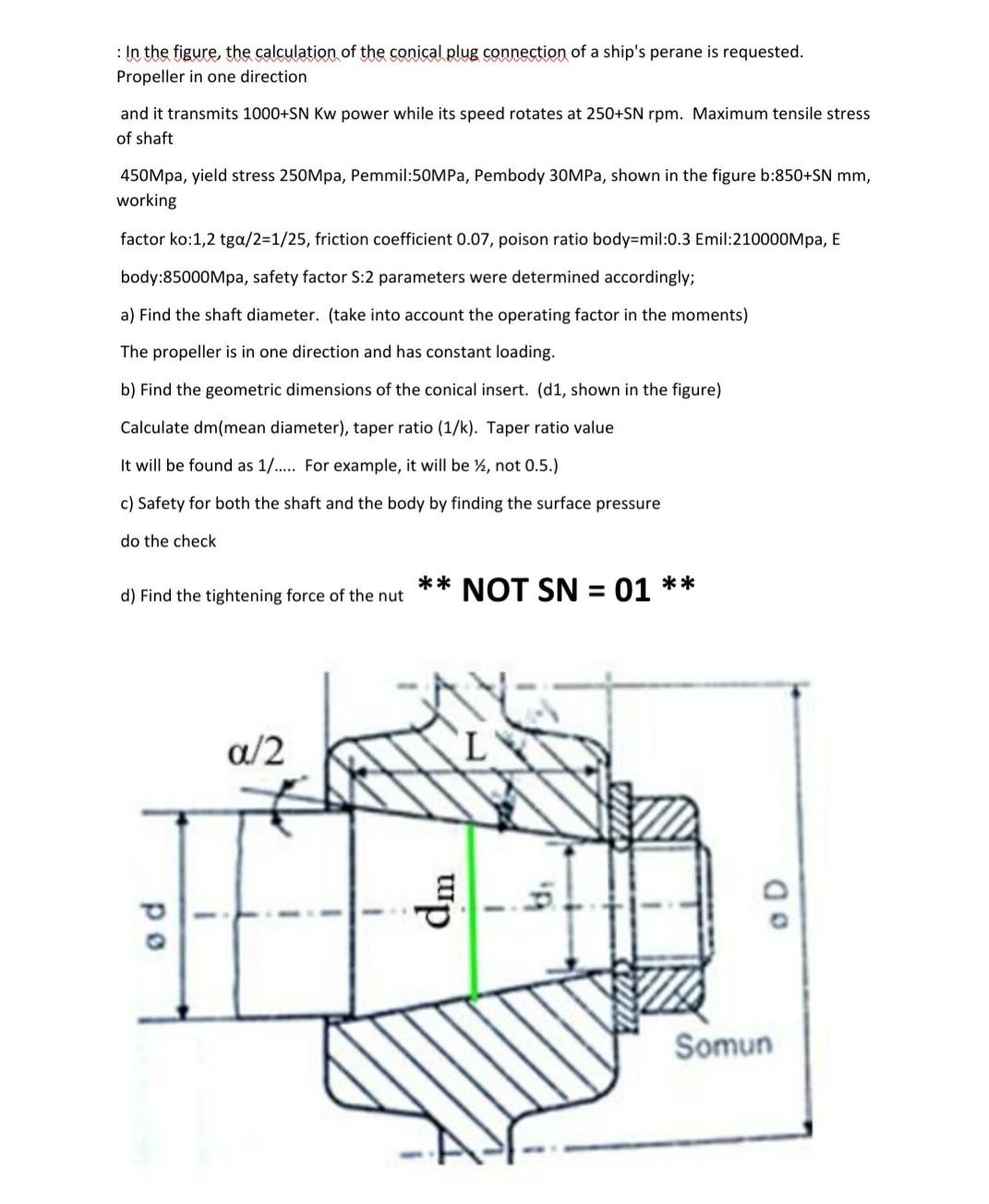 : In the figure, the calculation of the conical plug | Chegg.com