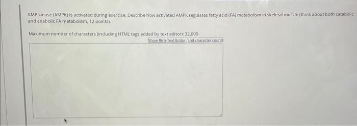 Solved AMP kinase (AMPK) is activated during exercise. | Chegg.com