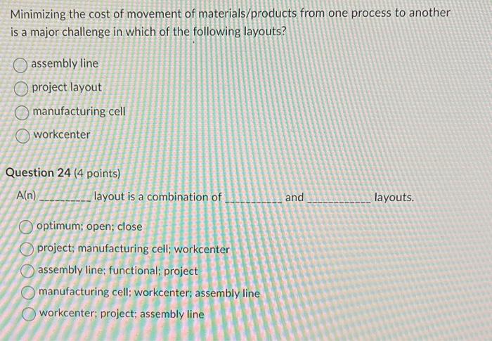 Solved Minimizing the cost of movement of materials/products | Chegg.com