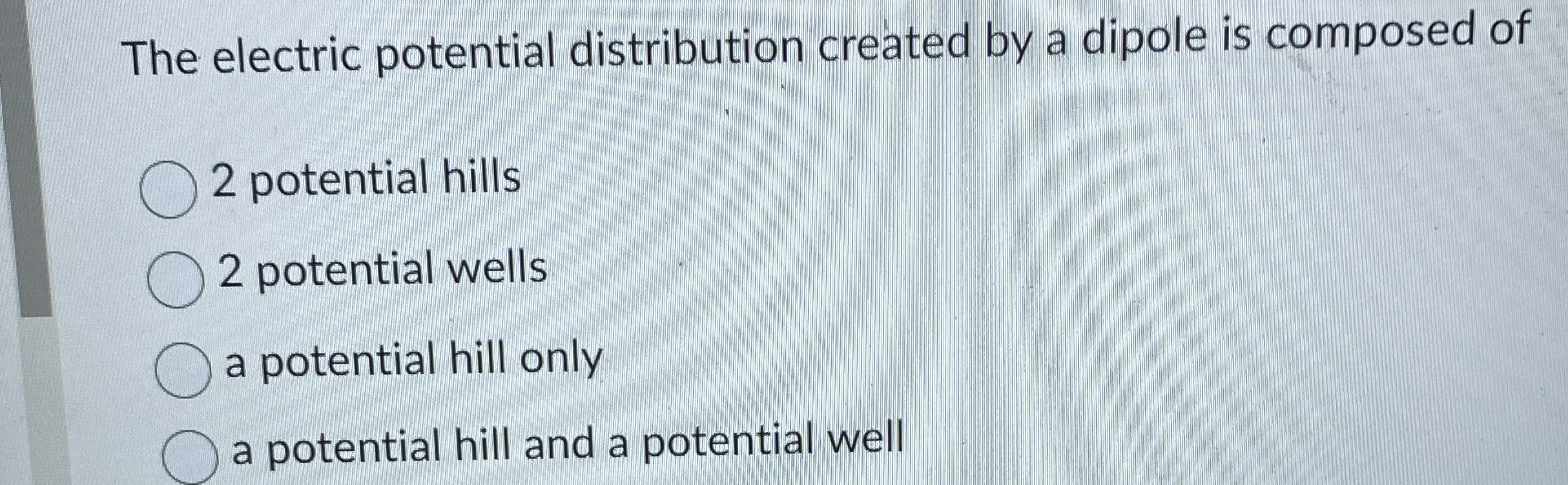 Solved The electric potential distribution created by a | Chegg.com