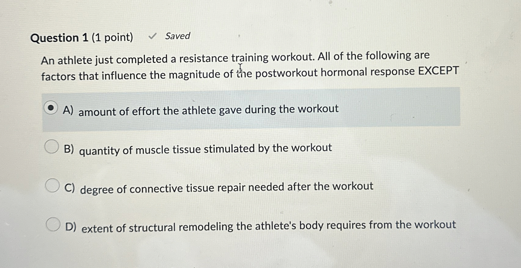 Solved Question 1 (1 ﻿point) ﻿SavedAn athlete just | Chegg.com