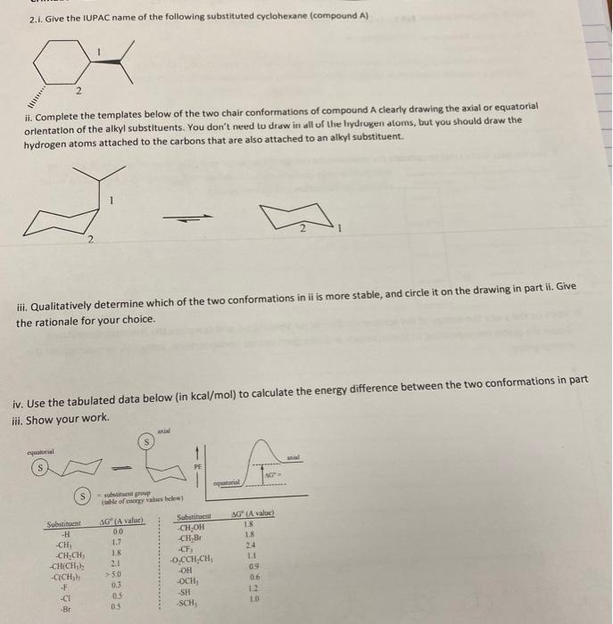 Solved 2.i. Give the IUPAC name of the following substituted | Chegg.com