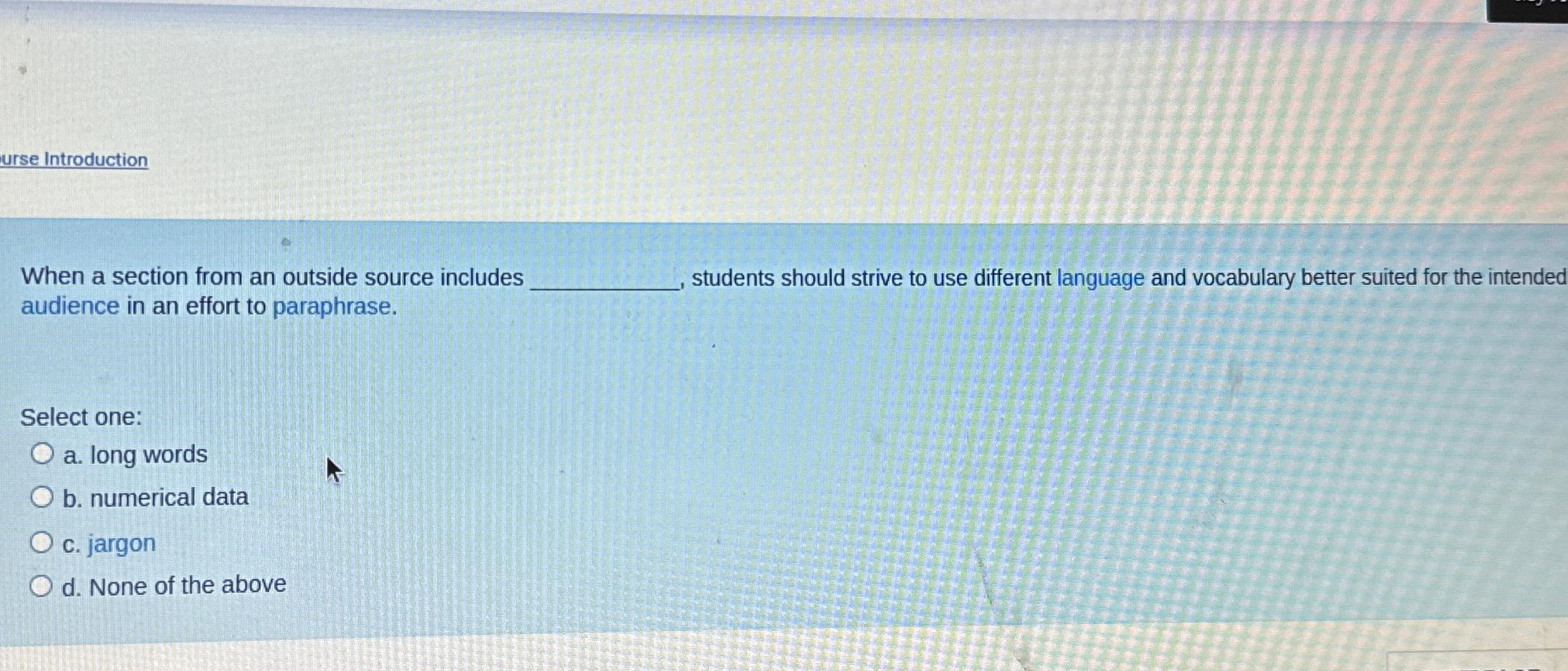 Solved When a section from an outside source includes | Chegg.com