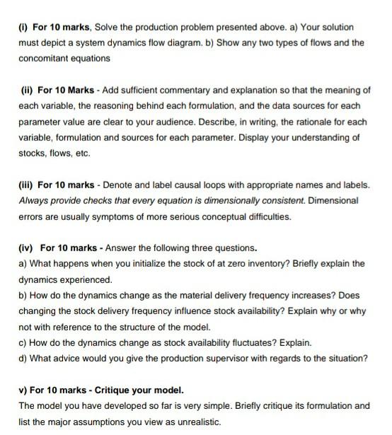 Solved A Production Modelling Problem System Dynamics | Chegg.com