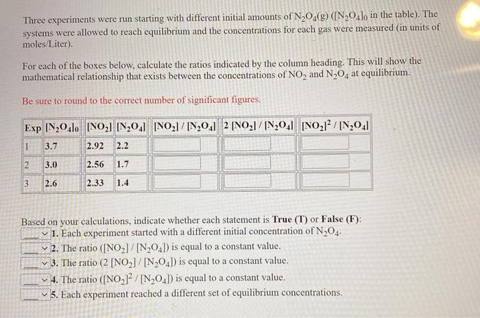 Solved Three experiments were run starting with different | Chegg.com