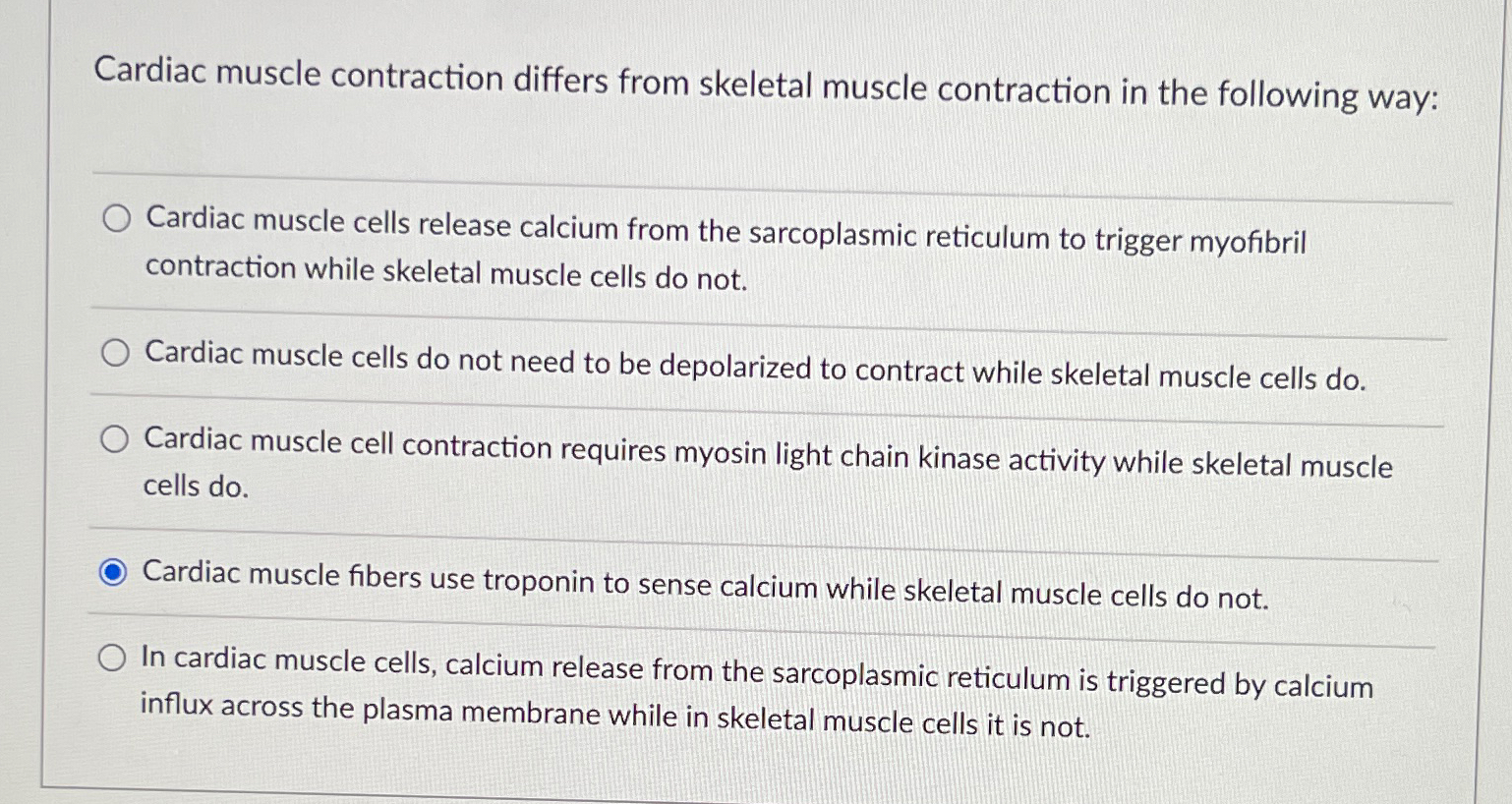 Solved Cardiac muscle contraction differs from skeletal | Chegg.com