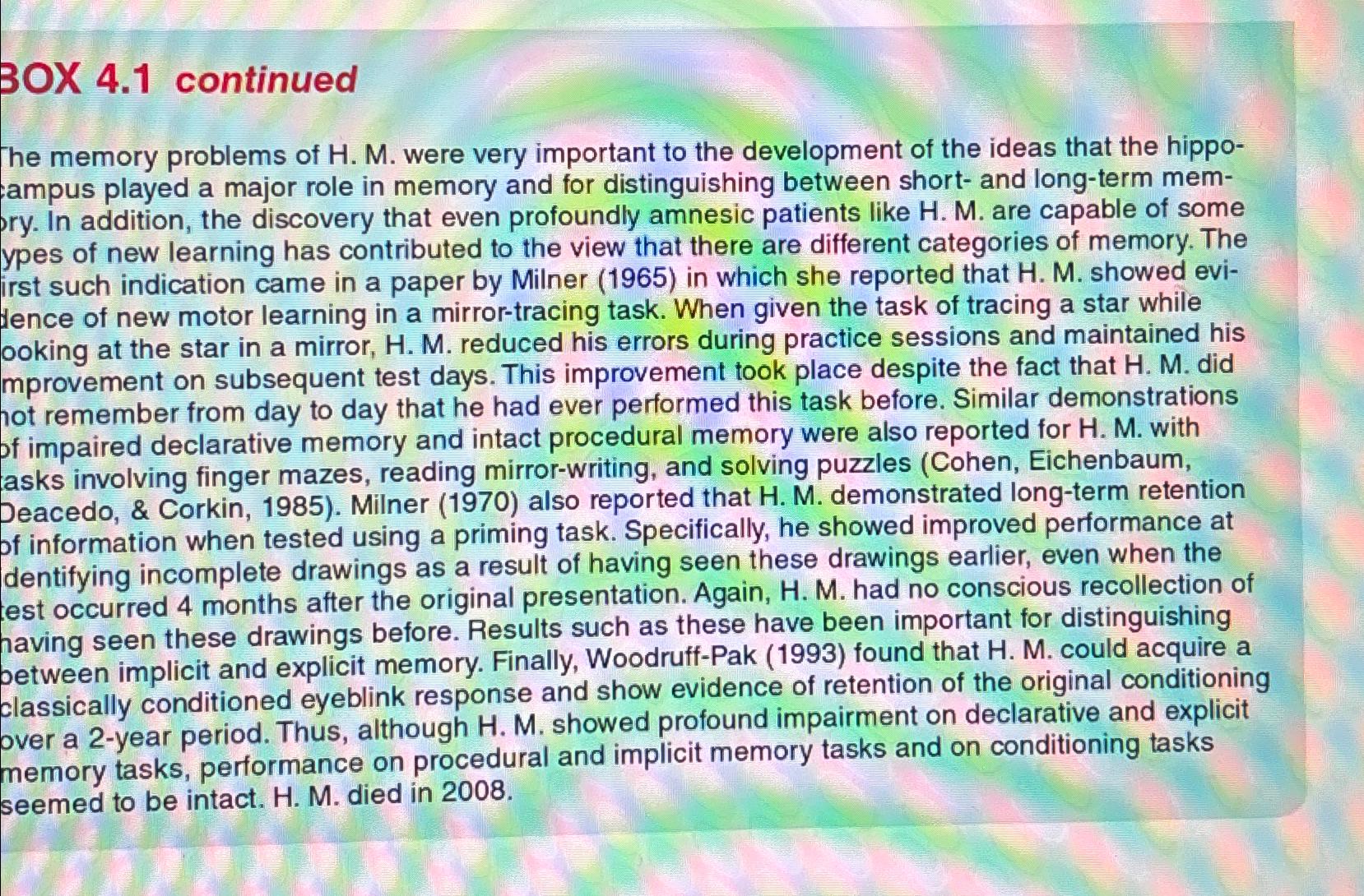 Solved Henry Moliason, a man referred to in the memory | Chegg.com