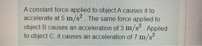 Solved A Constant Force Applied To Object A Causes It To