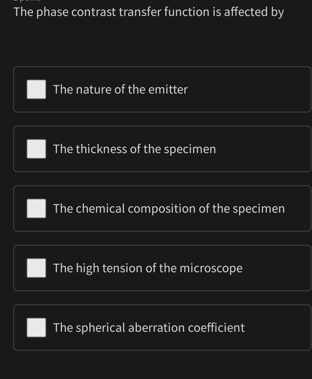 Solved The phase contrast transfer function is affected by | Chegg.com