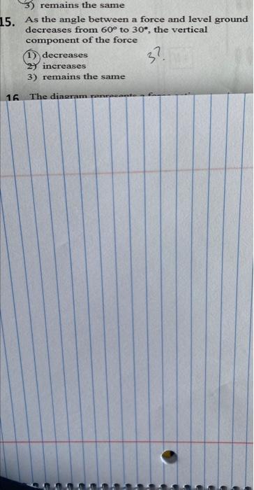 Solved 15. As the angle between a force and level ground | Chegg.com