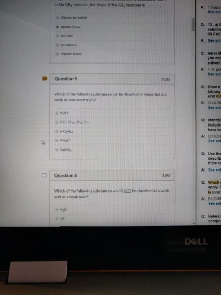 Solved in the AB, molecule, the shape of the AB, molecules | Chegg.com