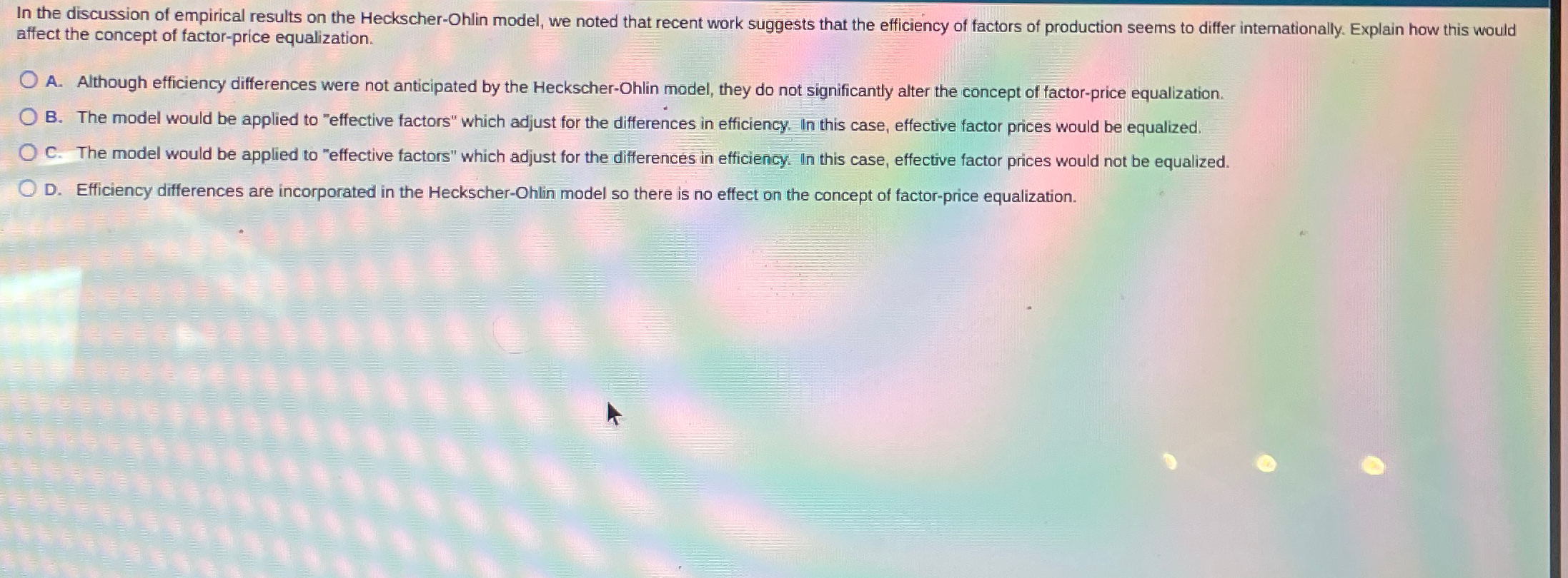 Solved affect the concept of factor-price equalization.A. | Chegg.com