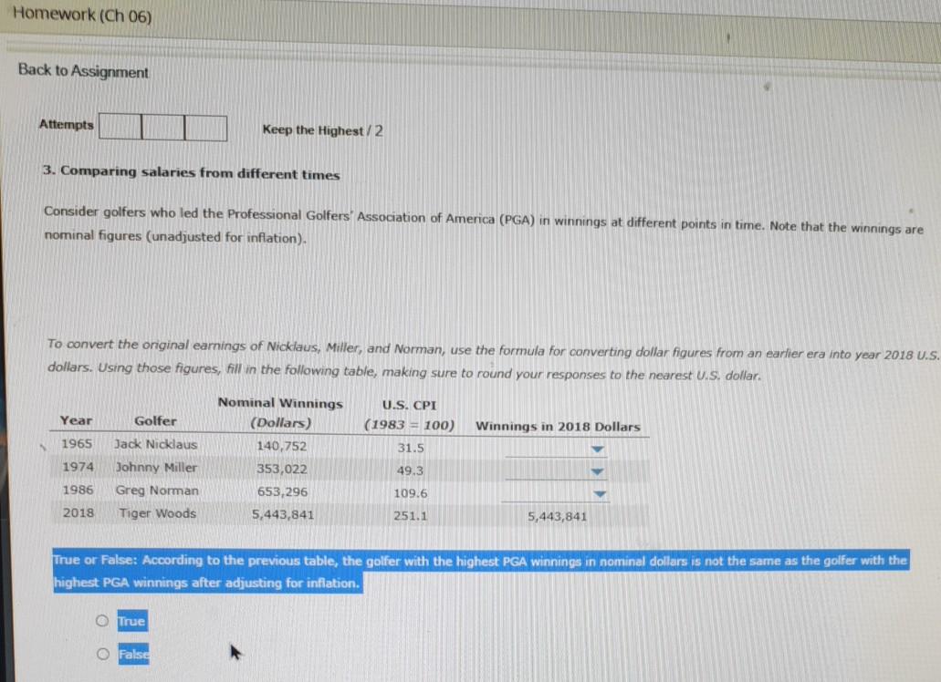 Solved Homework (Ch 06) Back to Assignment Attempts Keep the | Chegg.com