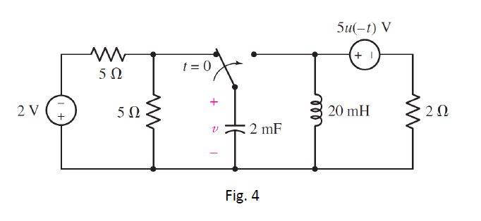 Solved For the Circuit Fig.4. ﻿Determine v(t) ﻿for all | Chegg.com