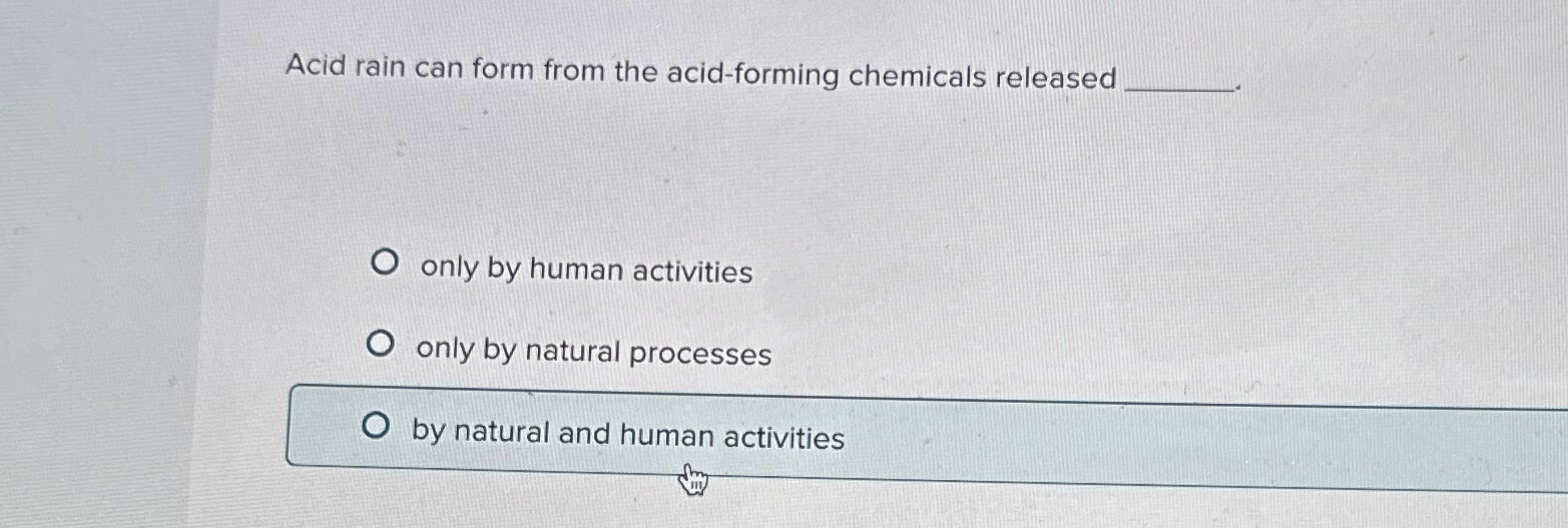 Solved Acid rain can form from the acid-forming chemicals | Chegg.com