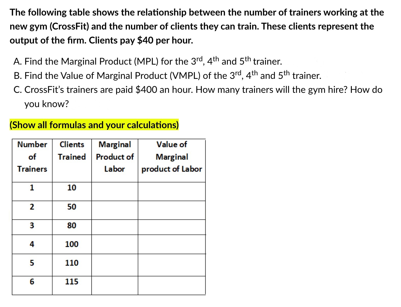 Solved The following table shows the relationship between | Chegg.com