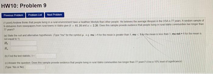 Solved HW10: Problem 9 Previous Problem Problem List Next | Chegg.com
