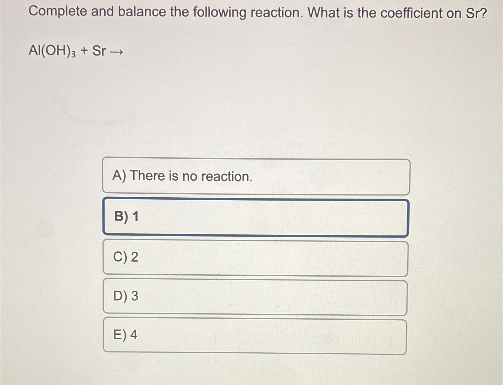 Solved Complete and balance the following reaction. What is | Chegg.com