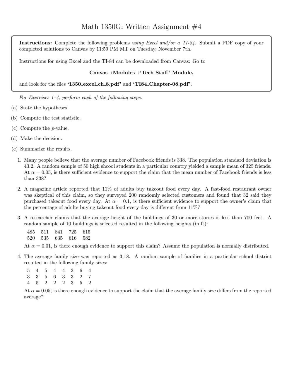 Solved Math 1350g Written Assignment 4 Instructions Chegg