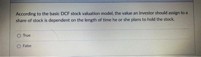Solved According to the basic DCF stock valuation model, the | Chegg.com