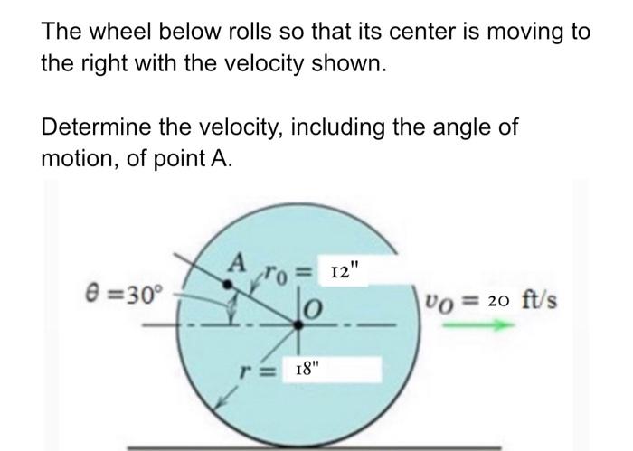 Solved The wheel below rolls so that its center is moving to | Chegg.com