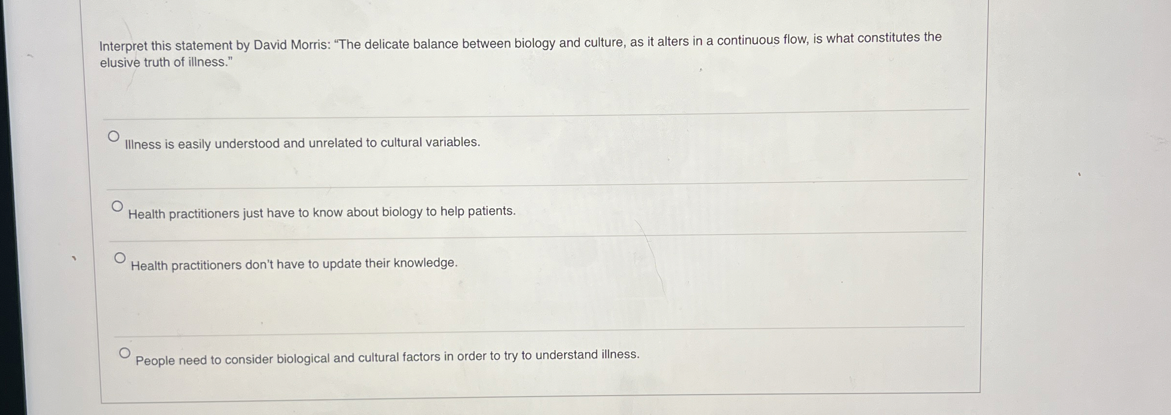 Solved Interpret this statement by David Morris: "The | Chegg.com