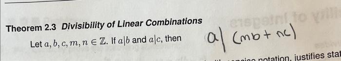 Solved Theorem 2.3 Divisibility of Linear Combinations Let | Chegg.com