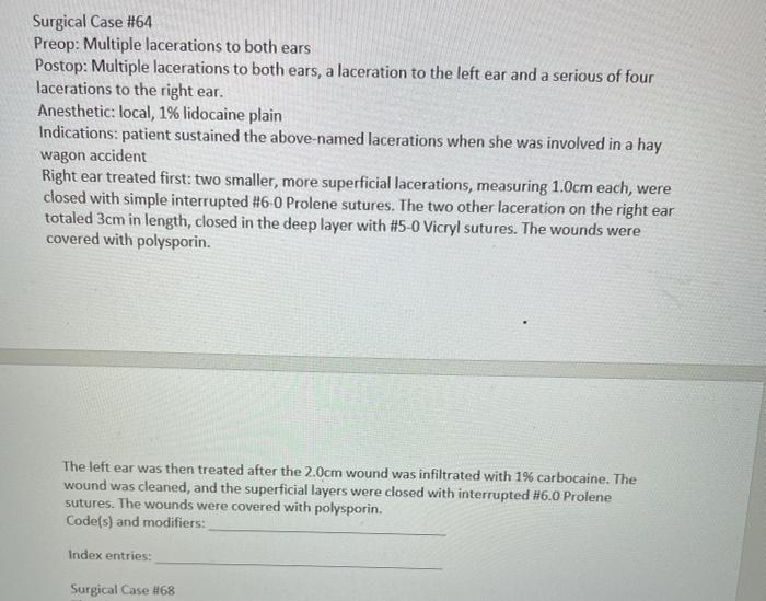 Solved Styles Surgical Case #43 Preop: epidermal cyst | Chegg.com