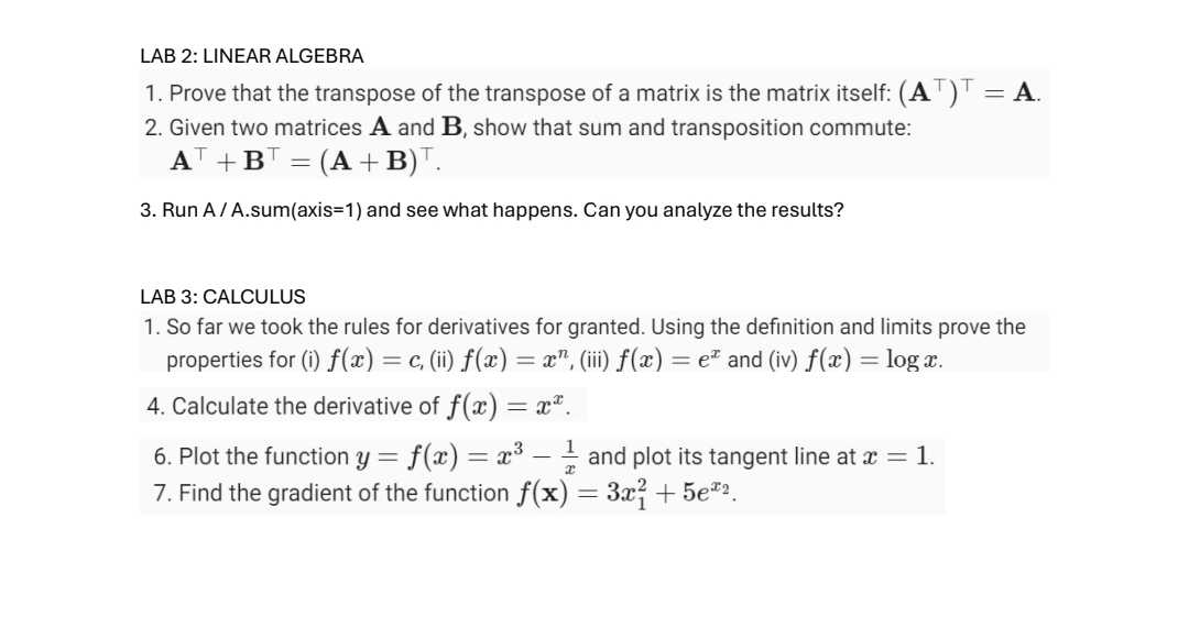 LAB 2: LINEAR ALGEBRAProve that the transpose of the | Chegg.com
