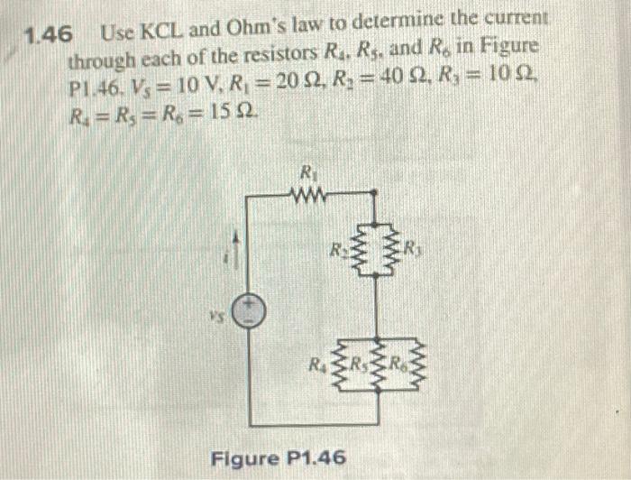 Solved 1.46 Use KCL and Ohm's law to determine the current | Chegg.com