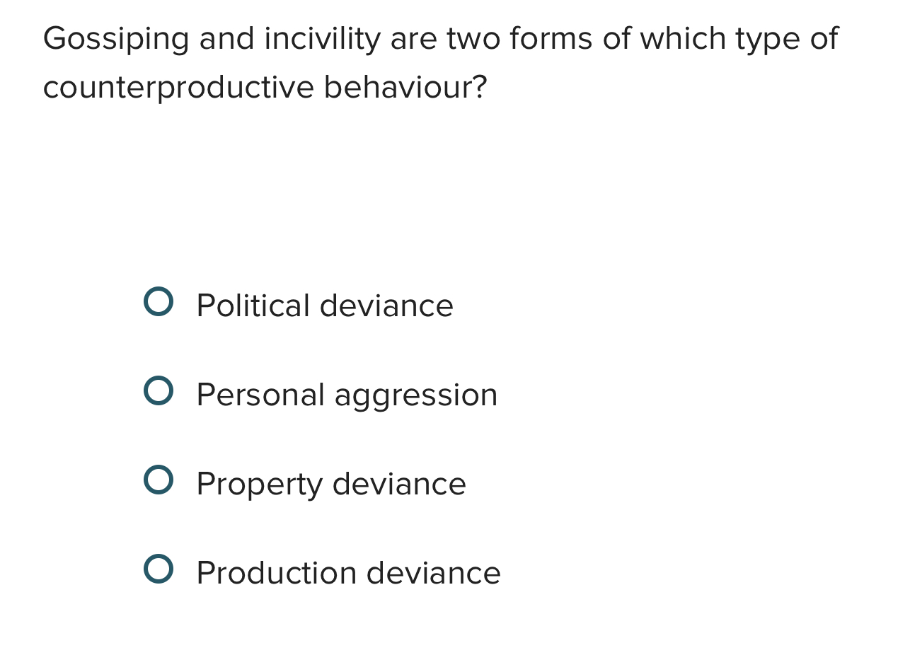 Solved Gossiping and incivility are two forms of which type | Chegg.com