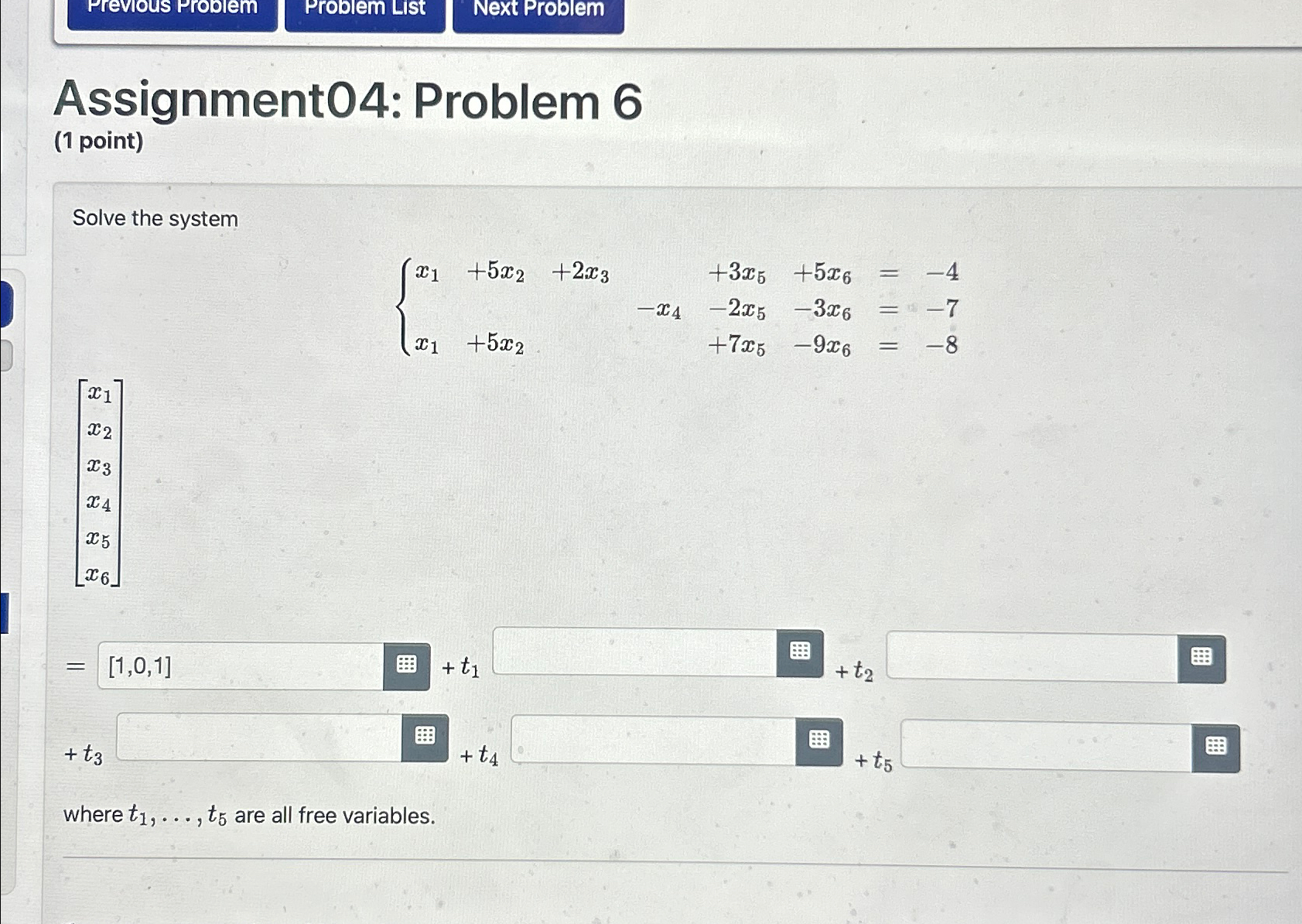 Solved Next ProblemAssignment04: Problem 6(1 ﻿point)Solve | Chegg.com