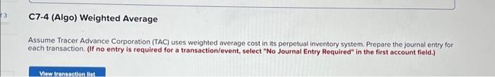 Solved Required information C7-3 through C7-5 (Algo) | Chegg.com