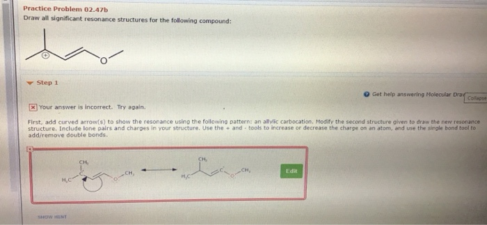 Solved Practice Problem 02.47b Draw all significant | Chegg.com