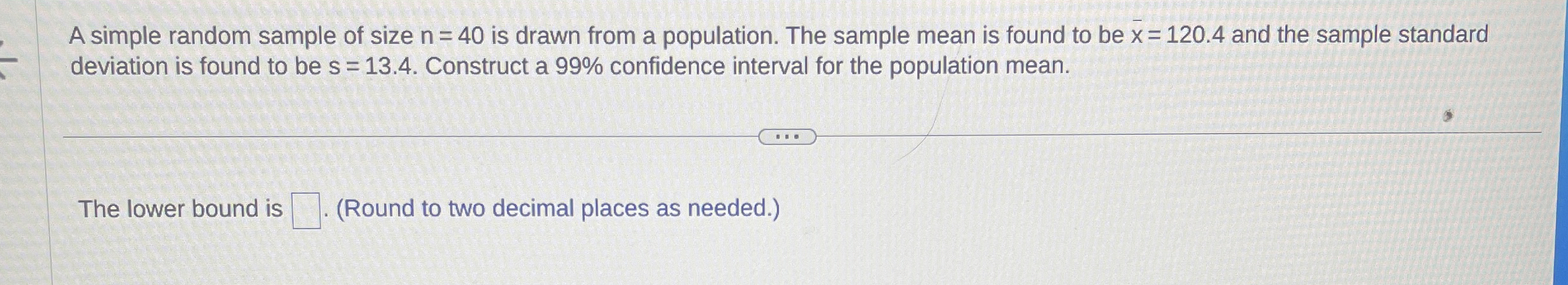 Solved A simple random sample of size n=40 ﻿is drawn from a | Chegg.com