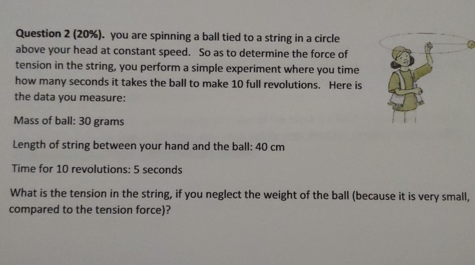 Solved Question 2 (20\%). you are spinning a ball tied to a | Chegg.com
